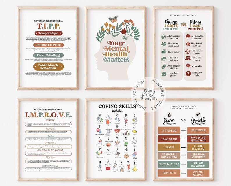 20 DBT Posters DBT SKILLS Dialectical Behavior Therapy Office Decor ...