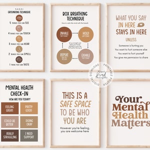 BUNDLE 6 Mental Health Posters: BOHO School Counselor Office Decor ...