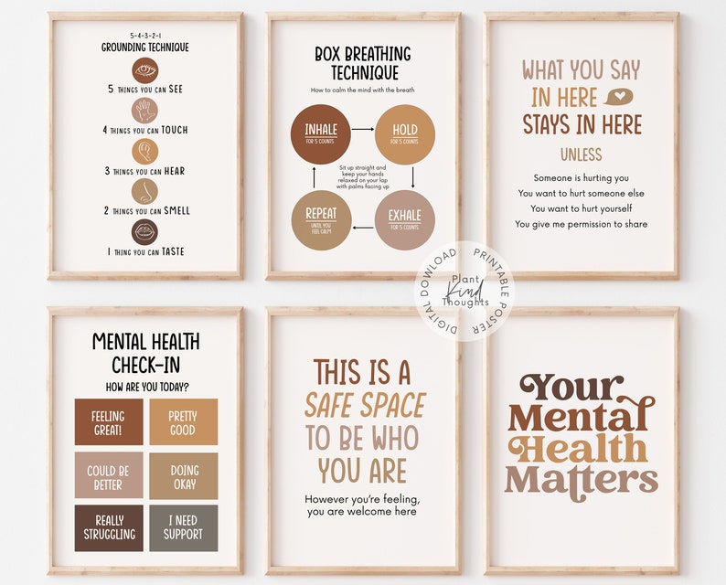 BUNDLE 6 Mental Health Posters: BOHO School Counselor Office - Etsy