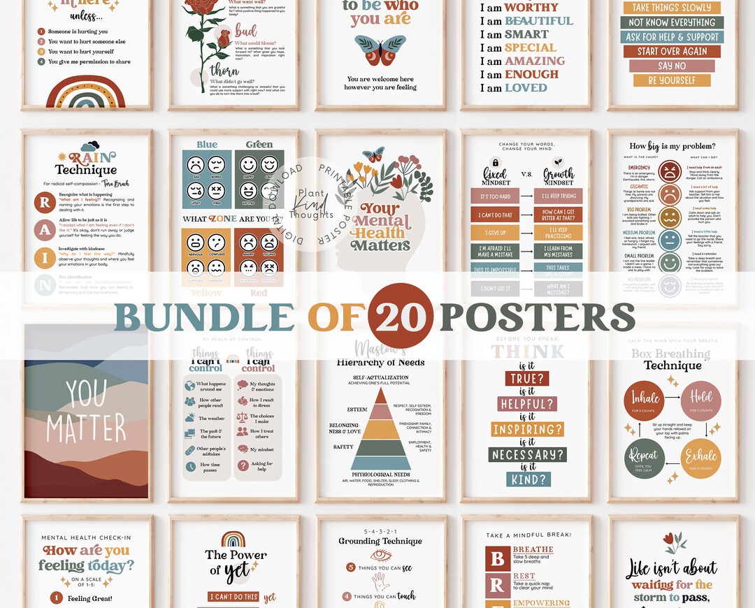 20 RAINBOW School Counseling Posters Bundle School Counselor Office ...