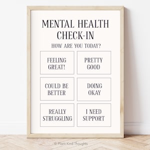 MENTAL HEALTH Check-in Digital Poster: Emotions, School Counselor ...
