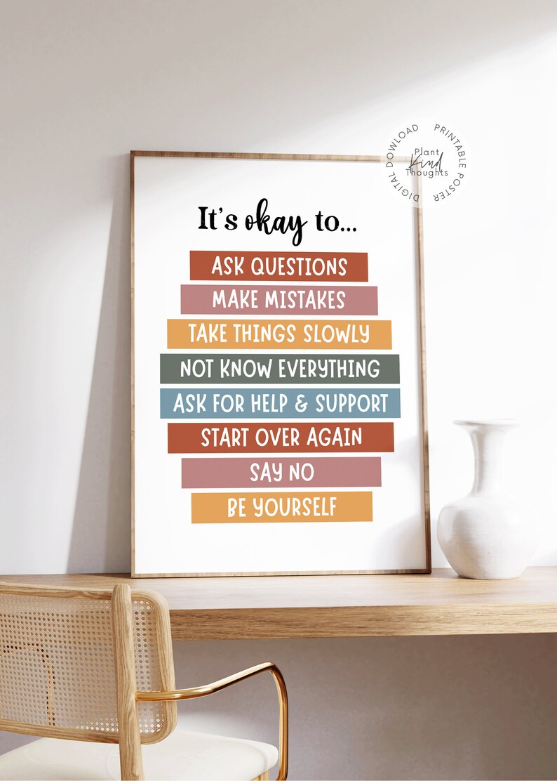 IT'S OKAY Mental Health Poster Printable Classroom Decor School ...