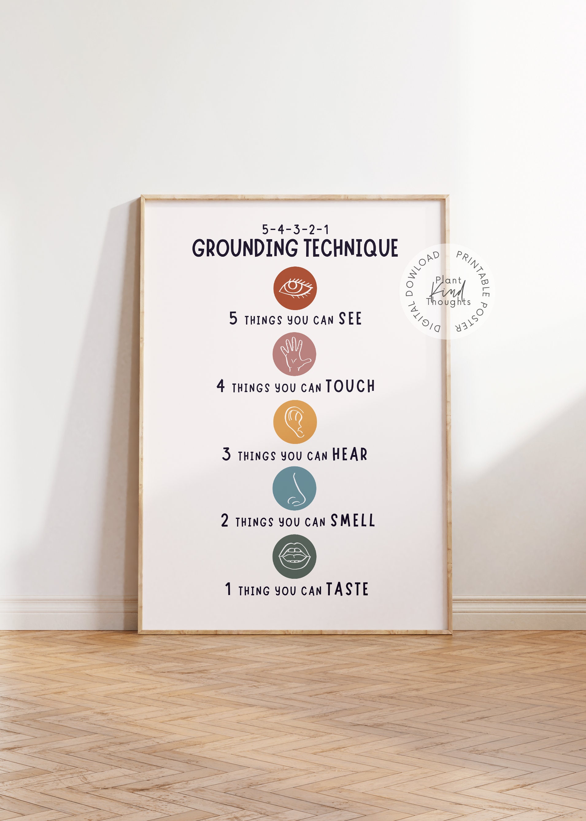 5-4-3-2-1 GROUNDING TECHNIQUE Mental Health Poster: School - Etsy