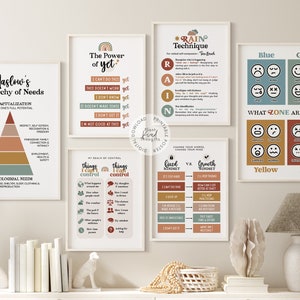 20 RAINBOW BOHO Counseling Posters Bundle School Counselor Office Decor ...