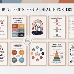 BUNDLE OF 10 Mental Health Posters: School Counselor Office Decor ...