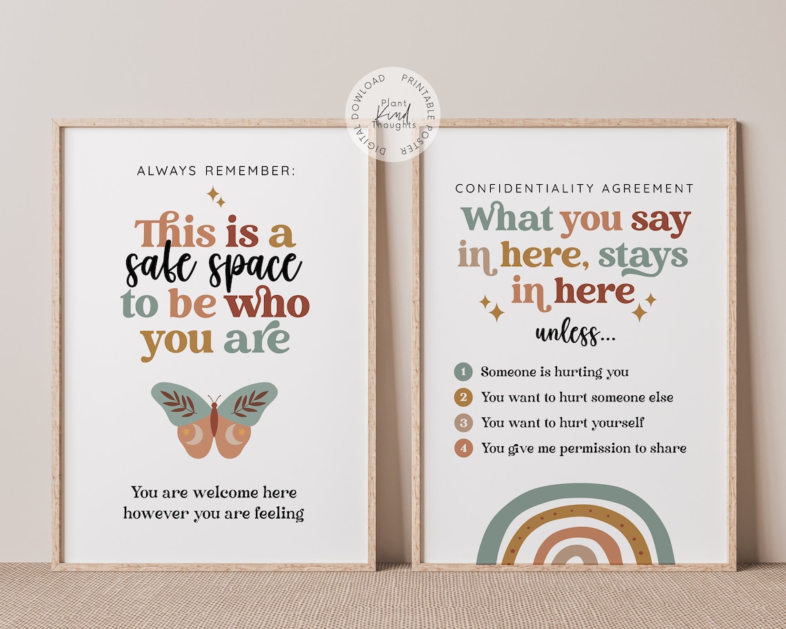 COUNSELING OFFICE Confidentiality Agreement Poster & Safe Space Poster ...