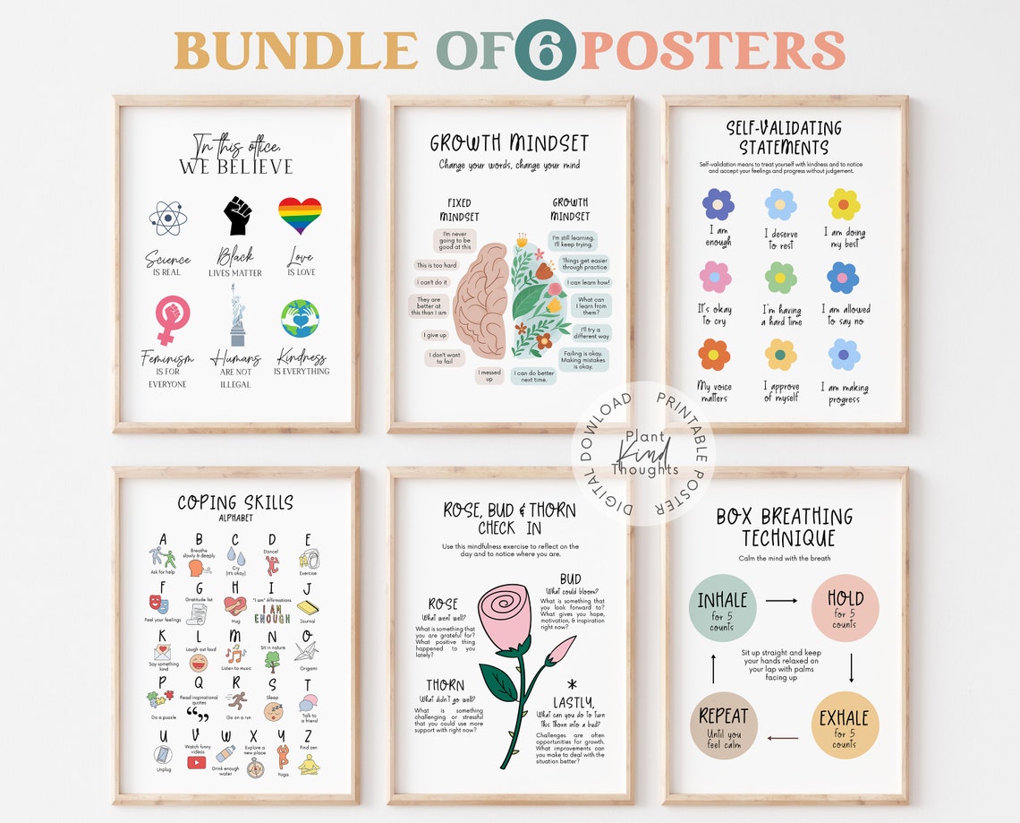 GROWTH MINDSET Posters Bundle School Counselor Office Decor - Etsy