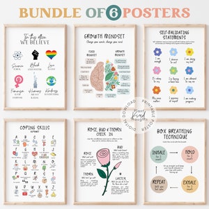 GROWTH MINDSET Posters Bundle School Counselor Office Decor School ...