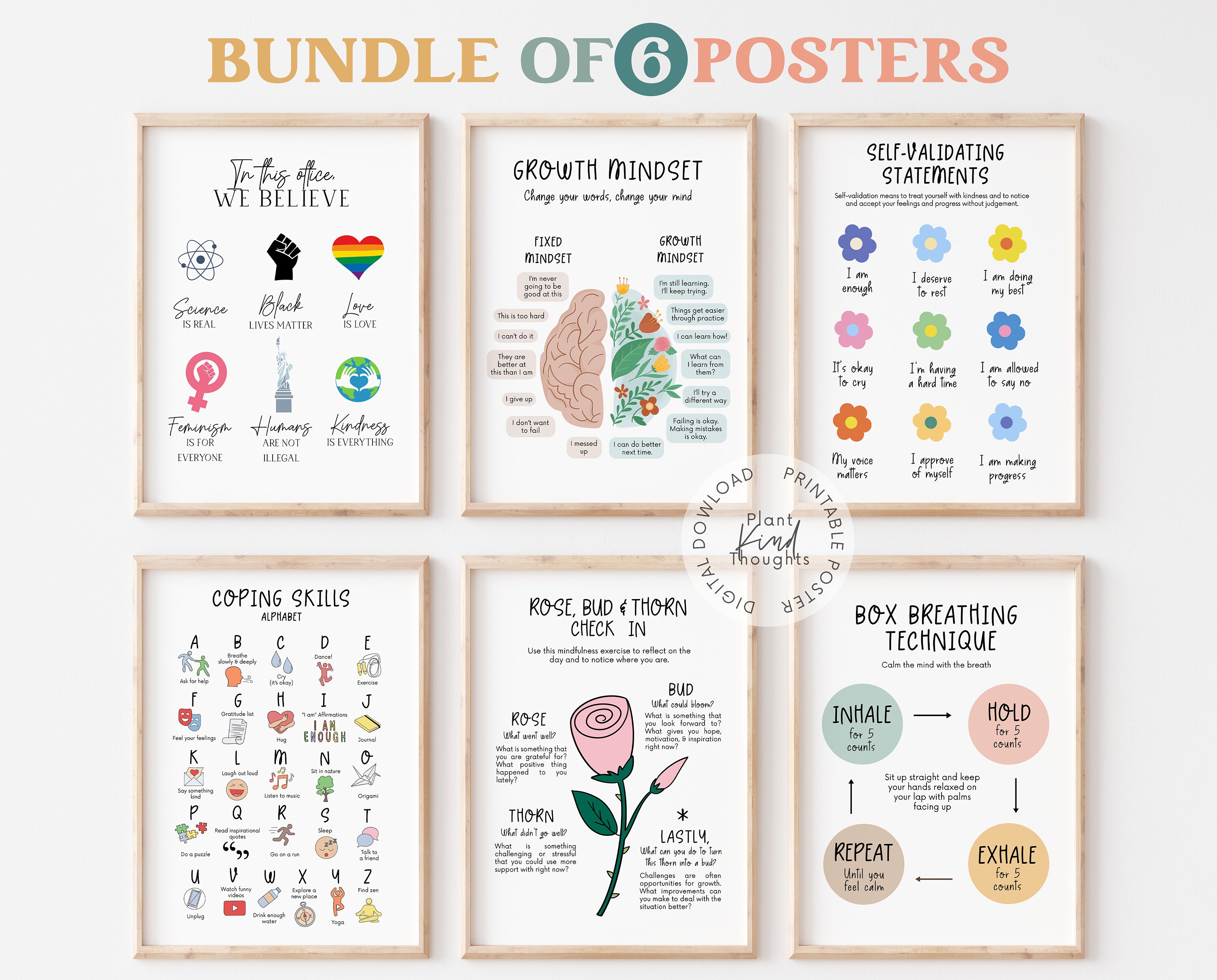 GROWTH MINDSET Posters Bundle School Counselor Office Decor School ...
