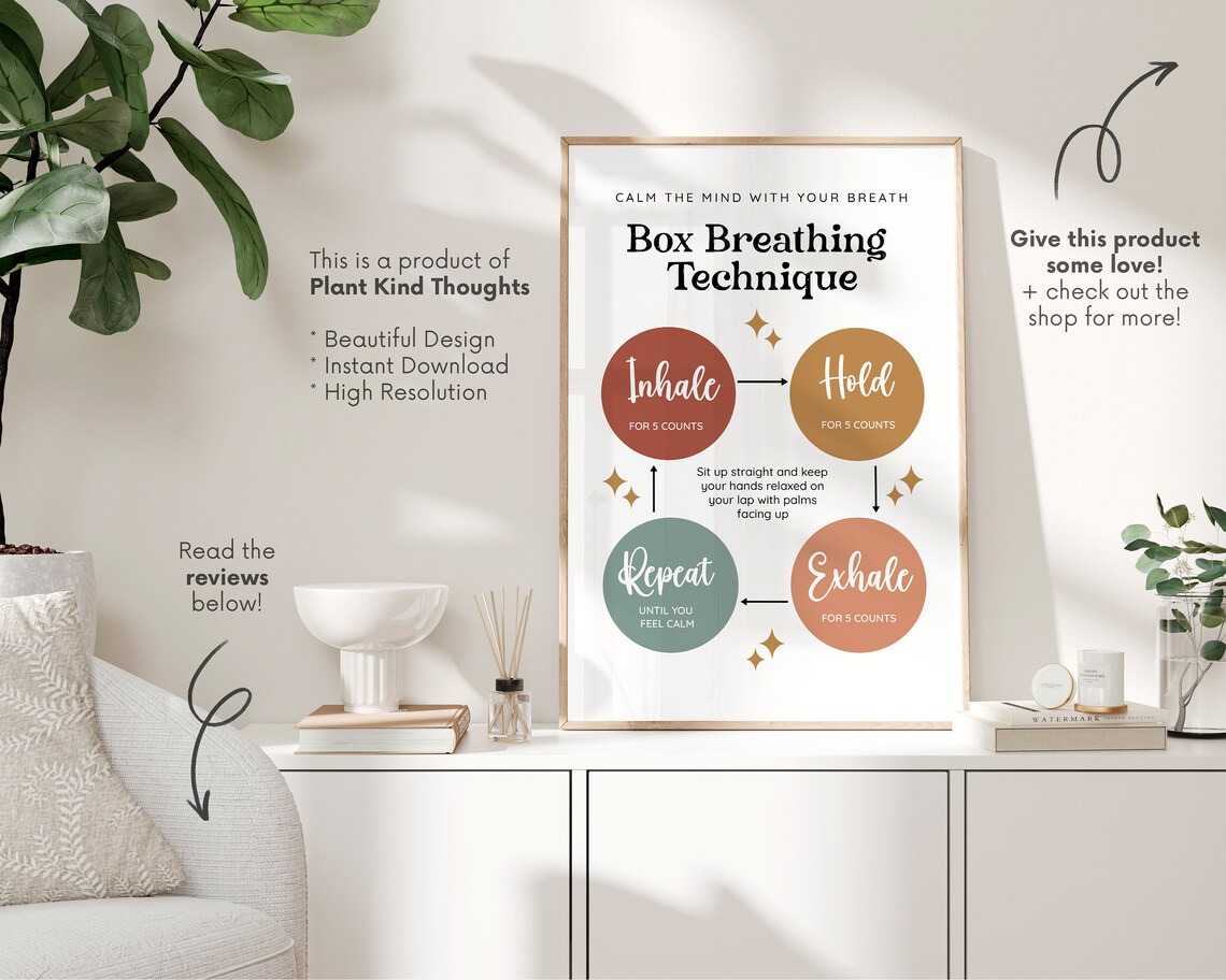 BOX BREATHING Mental Health Poster School Counselor Office - Etsy