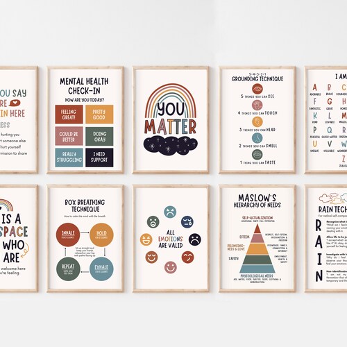 BUNDLE 6 Mental Health Posters: BOHO School Counselor Office | Etsy