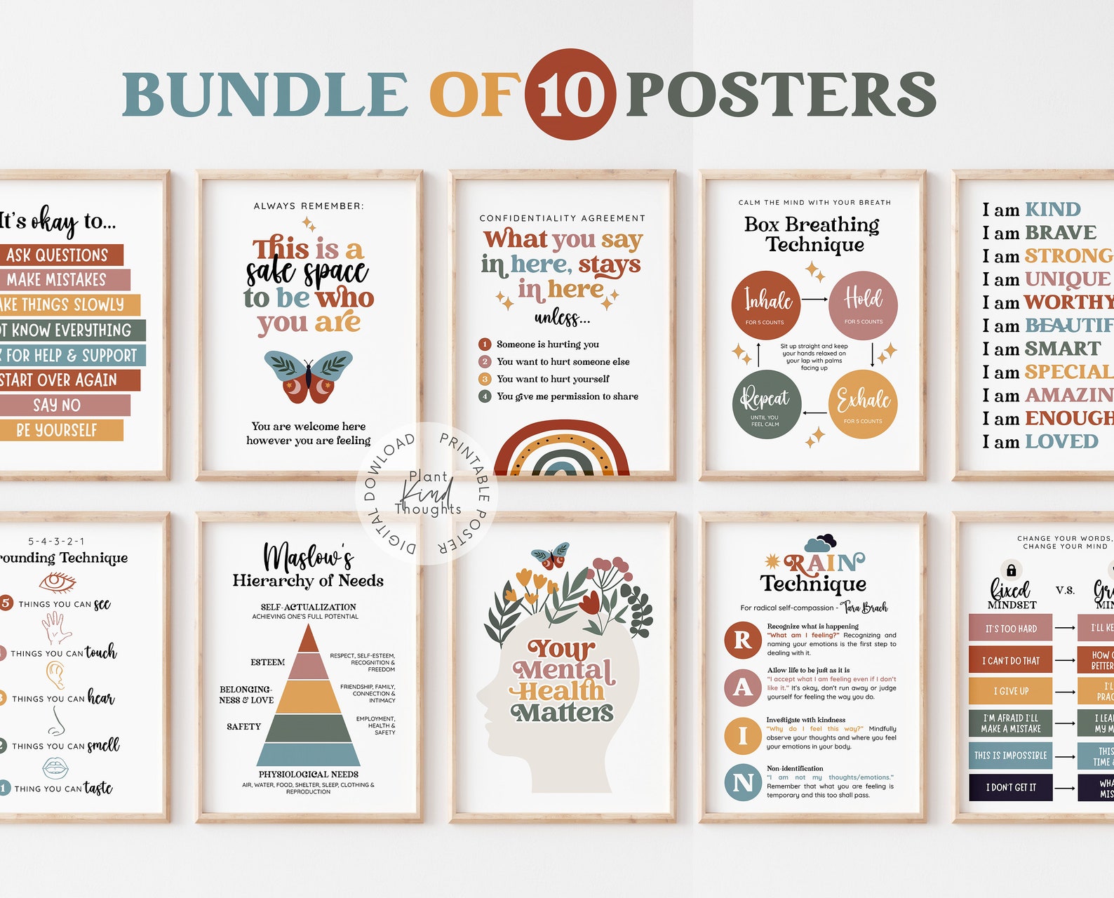 10 RAINBOW Counseling Posters Bundle School Counselor Office - Etsy