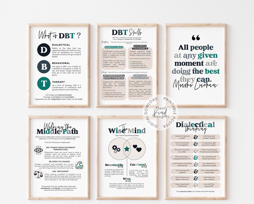 6 DBT POSTERS BUNDLE Dialectical Behavior Therapy Office Decor ...