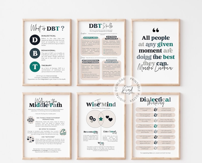 6 DBT POSTERS BUNDLE Dialectical Behavior Therapy Office Decor ...