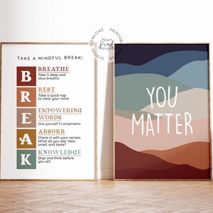 20 RAINBOW BOHO Counseling Posters Bundle School Counselor Office Decor ...