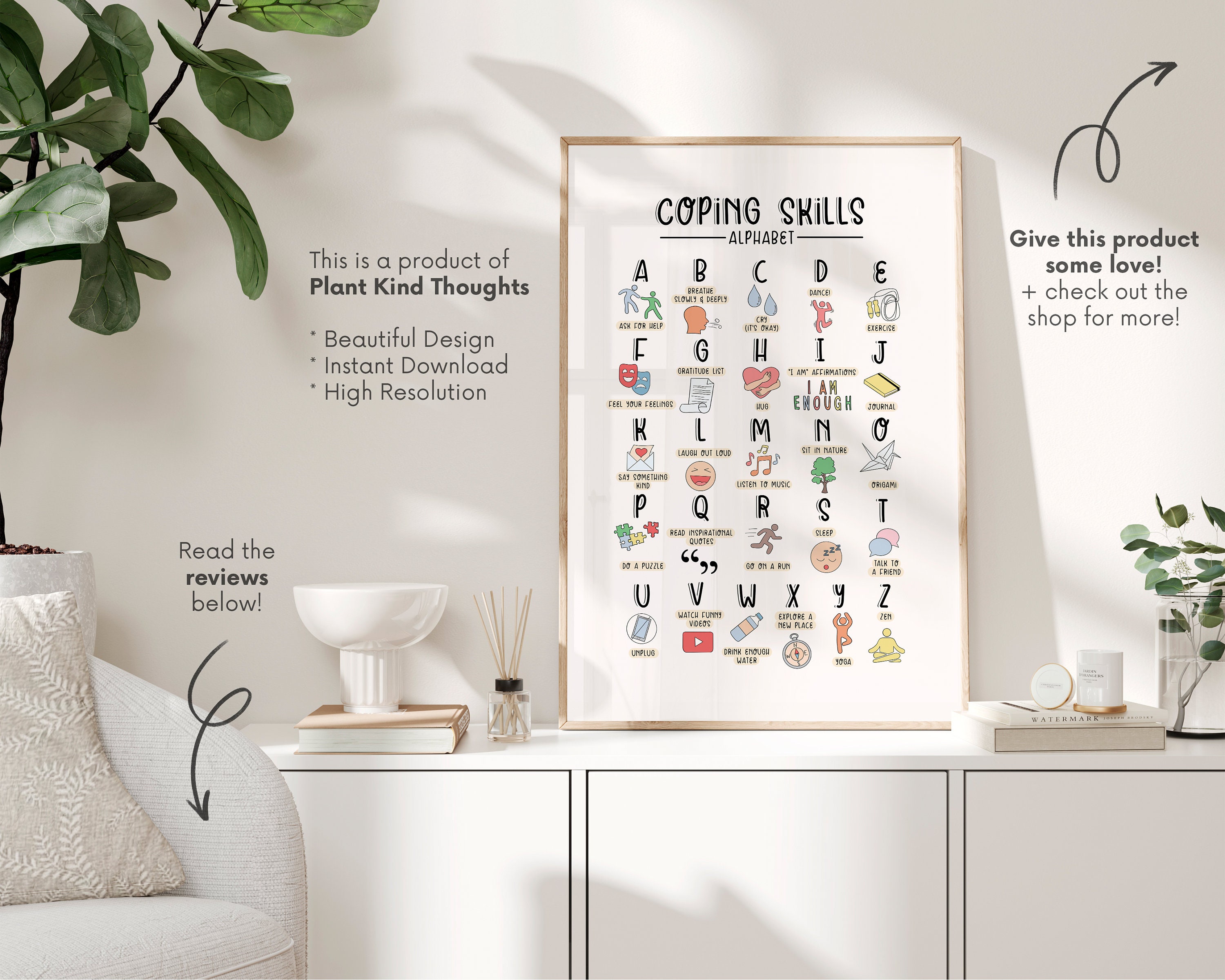 COPING SKILLS ALPHABET Mental Health Poster: School Counselor - Etsy