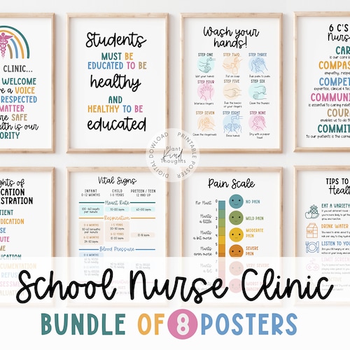 8 SCHOOL NURSE Office Decor School Clinic School Nurse Posters - Etsy