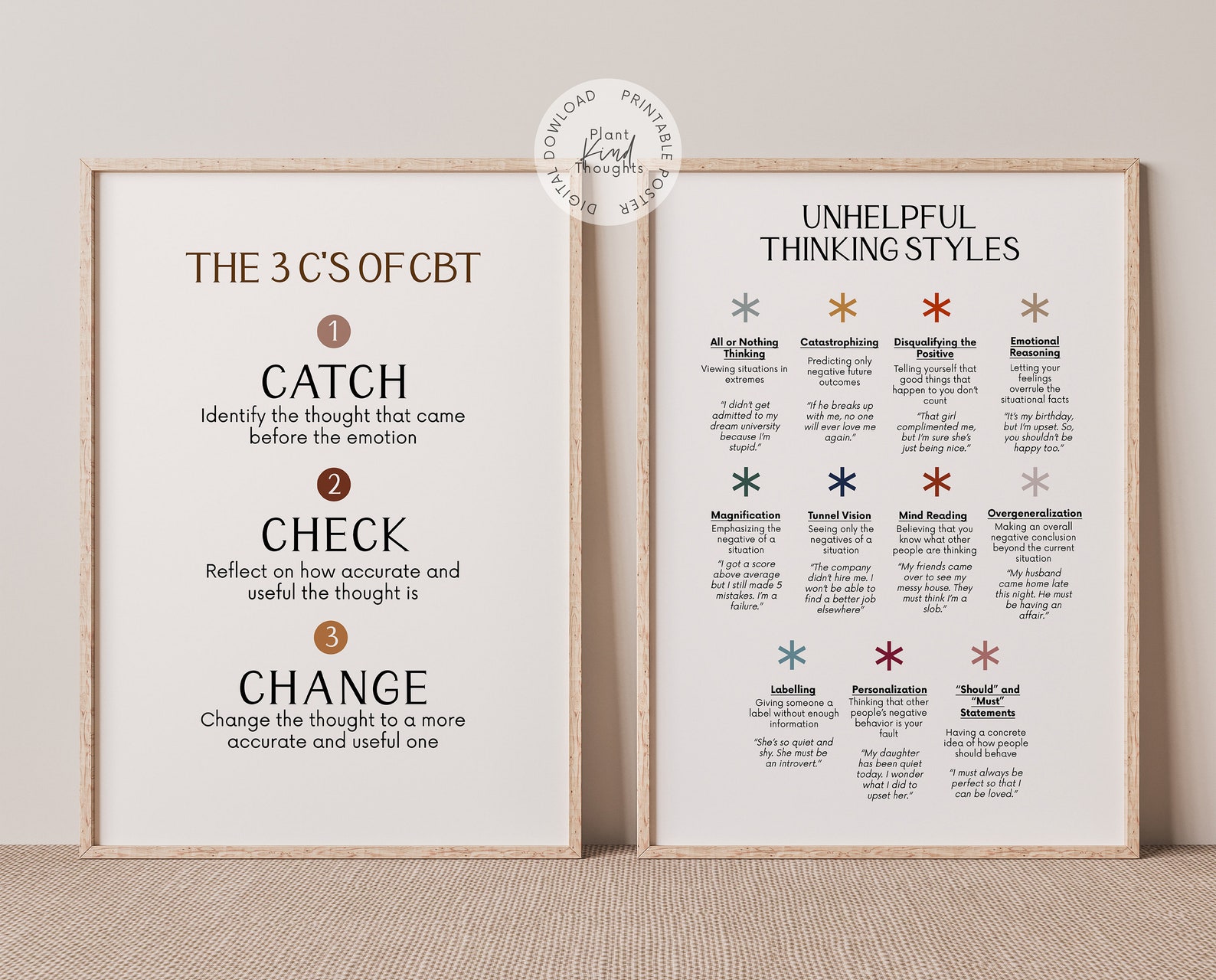 6 CBT POSTERS BUNDLE: Boho Therapist Office School Counselor - Etsy