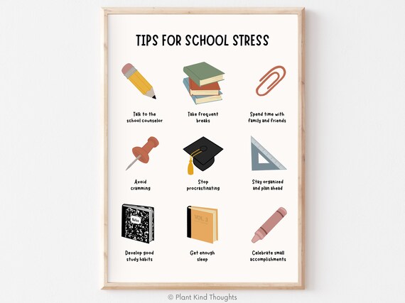 SCHOOL STRESS TIPS Mental Health Poster: School Counselor - Etsy