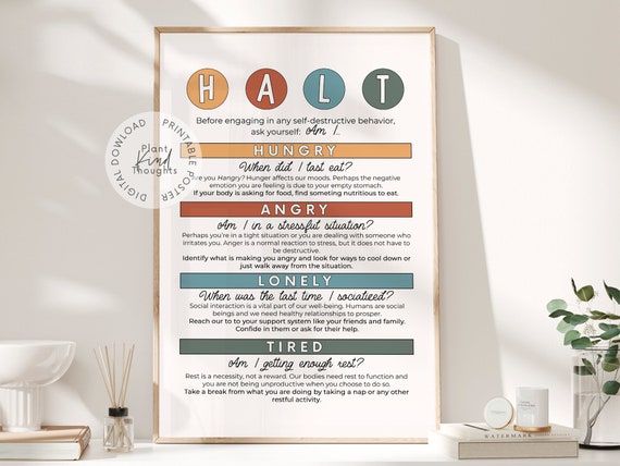 HALT Mental Health Poster: Coping Skills School Counselor - Etsy