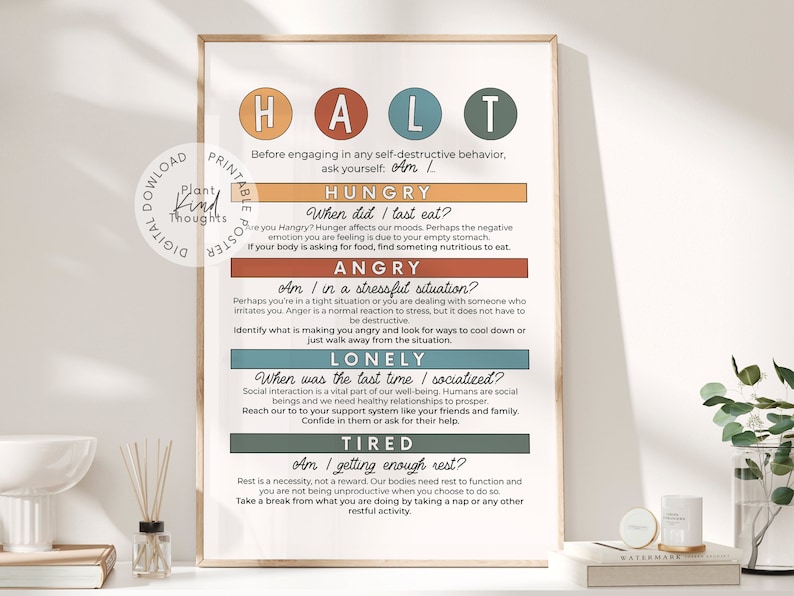 HALT Mental Health Poster: Coping Skills School Counselor - Etsy