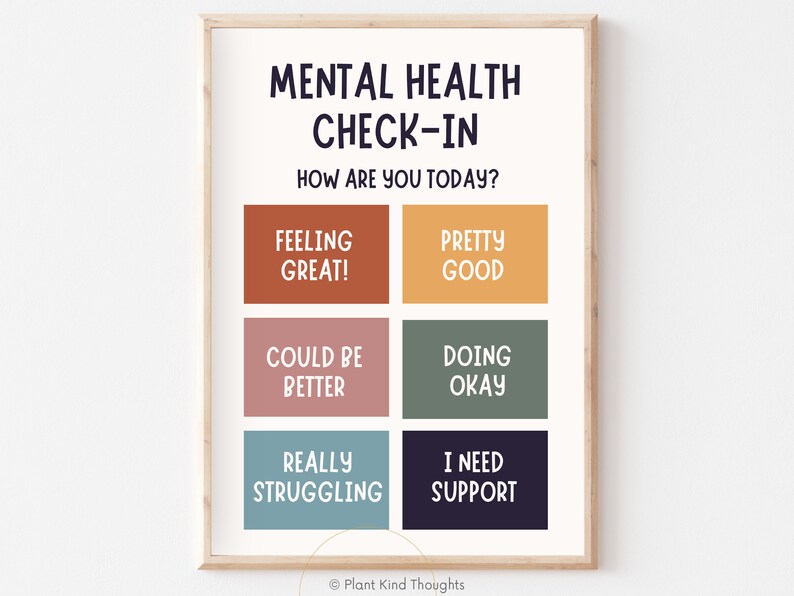 MENTAL HEALTH Check-in Digital Poster: Emotions School | Etsy UK