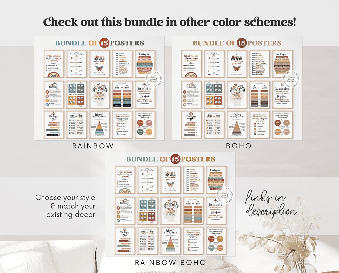 10 BOHO Counseling Posters Bundle School Counselor Office - Etsy