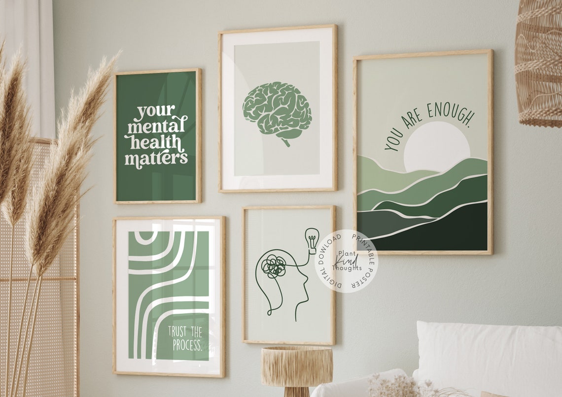 8 THERAPY OFFICE DECOR Bundle Sage Green Therapy Poster School - Etsy