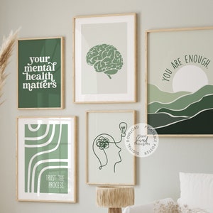 8 THERAPY OFFICE DECOR Bundle Sage Green Therapy Poster School ...