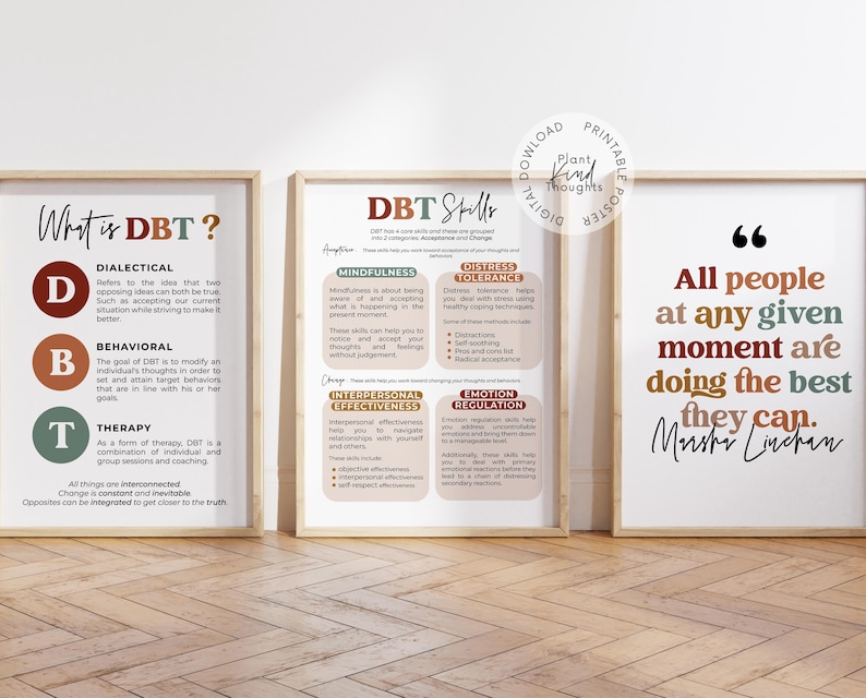 15 DBT Posters DBT SKILLS Dialectical Behavior Therapy Office Decor ...