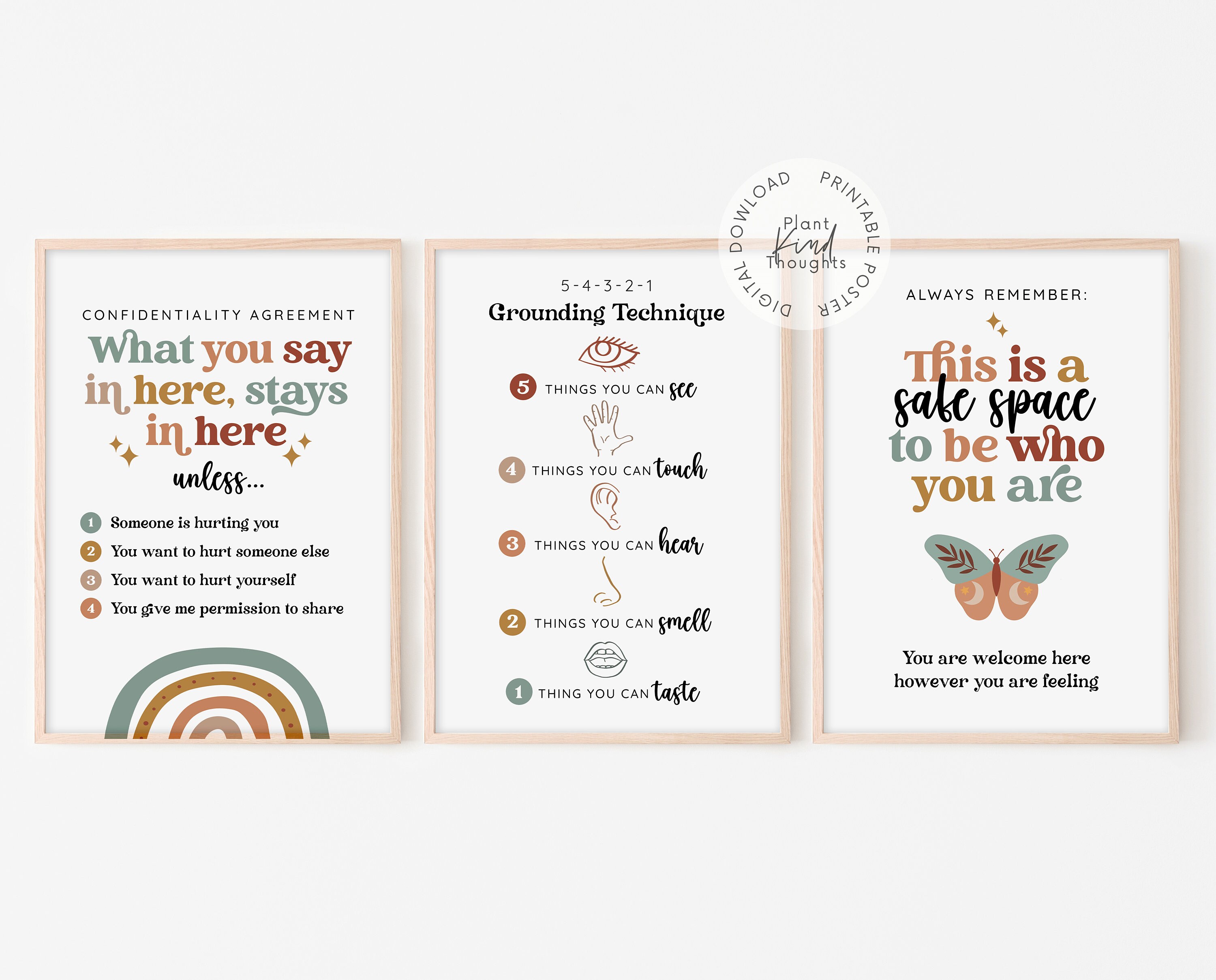 15 RAINBOW BOHO Counseling Posters Bundle School Counselor Office Decor ...