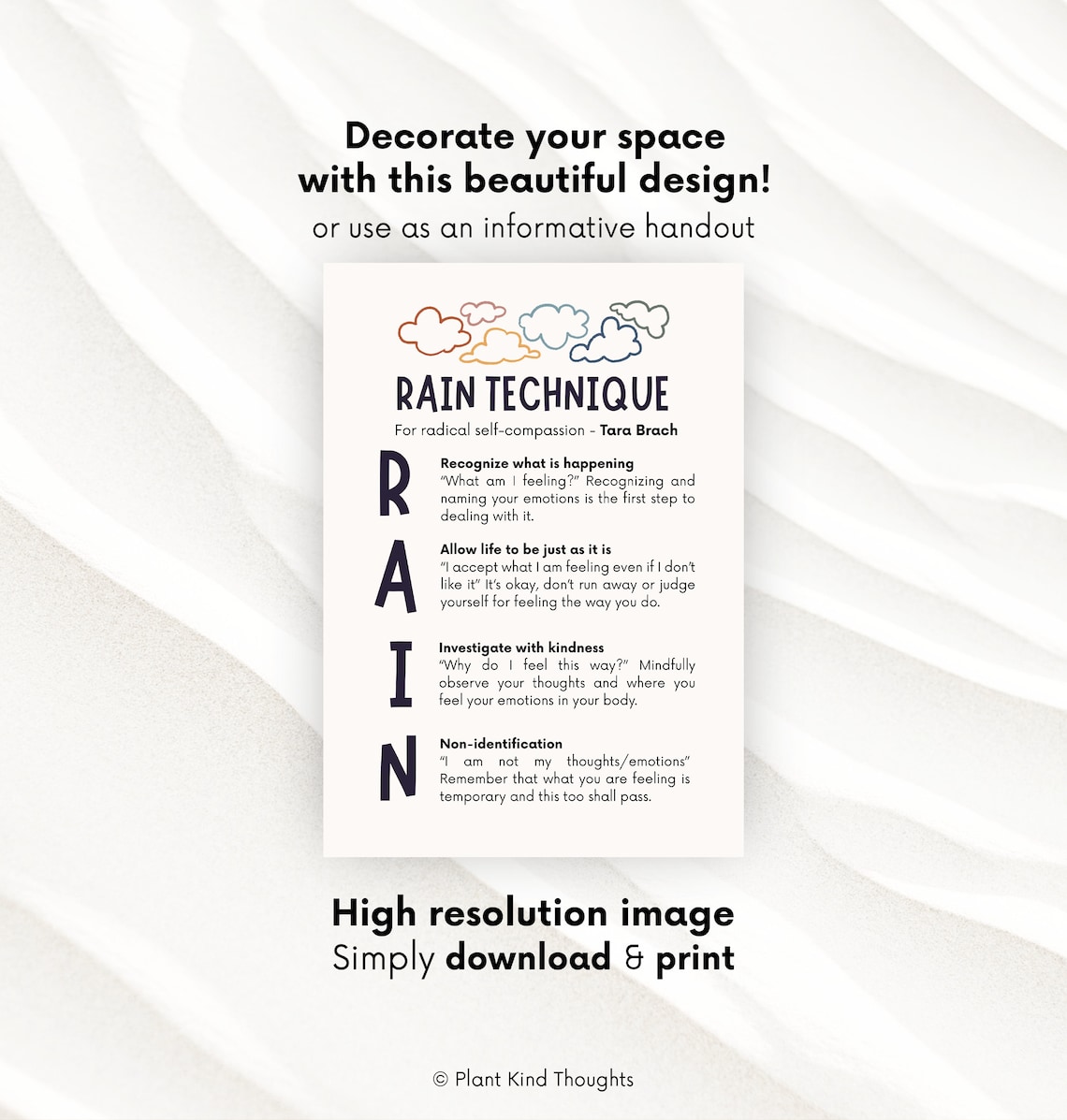 RAIN TECHNIQUE Mental Health Poster: School Counselor Office | Etsy