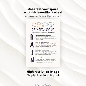 RAIN TECHNIQUE Mental Health Poster: School Counselor Office | Etsy