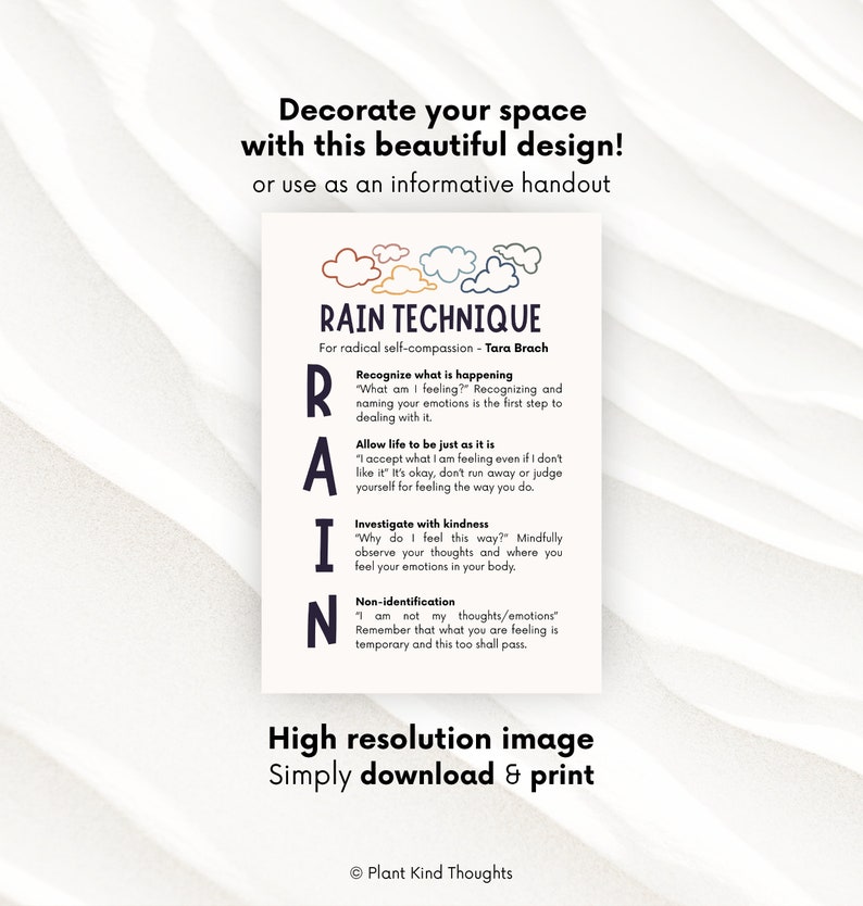 RAIN TECHNIQUE Mental Health Poster: School Counselor Office | Etsy