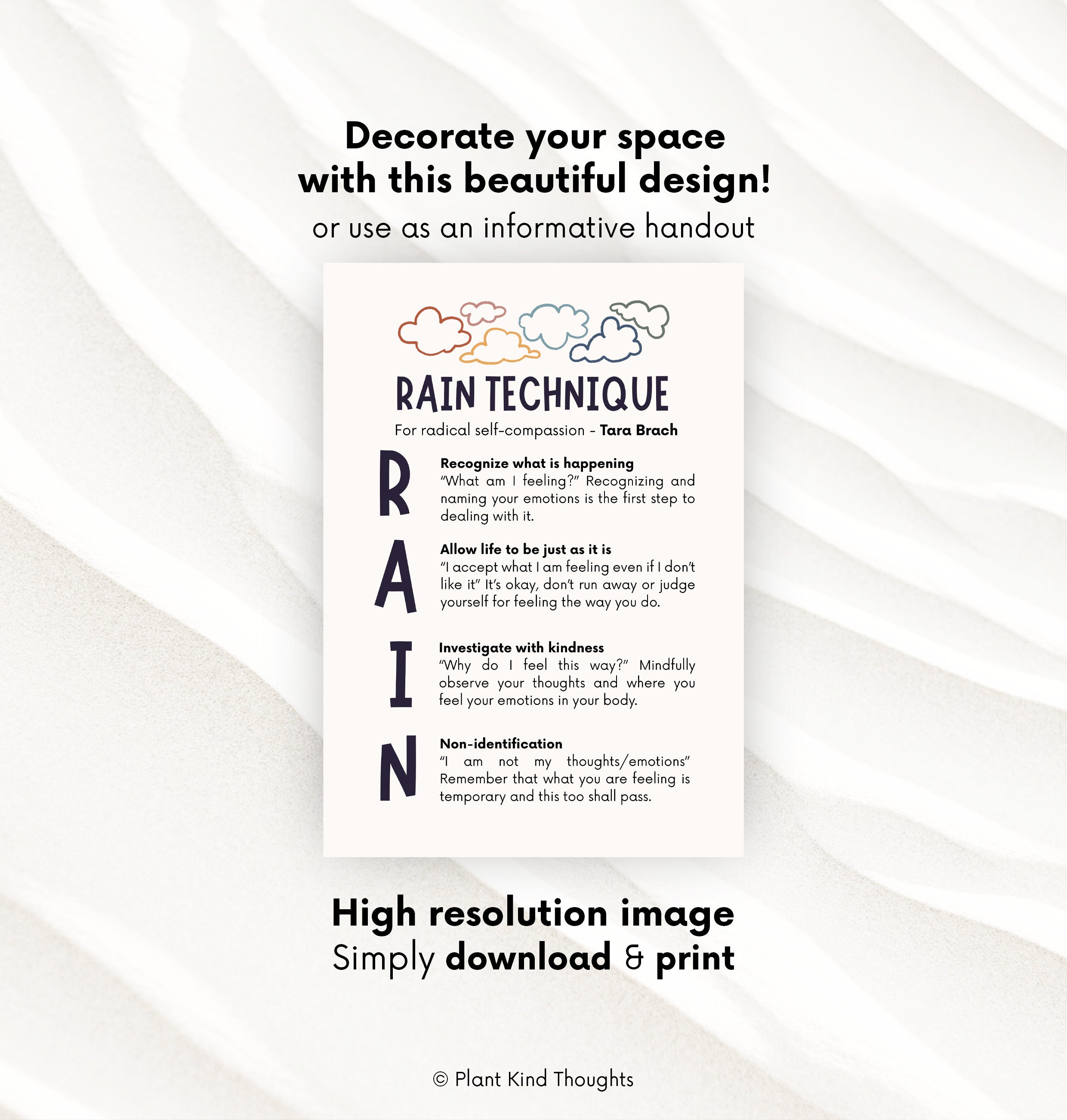 RAIN TECHNIQUE Mental Health Poster: School Counselor Office | Etsy