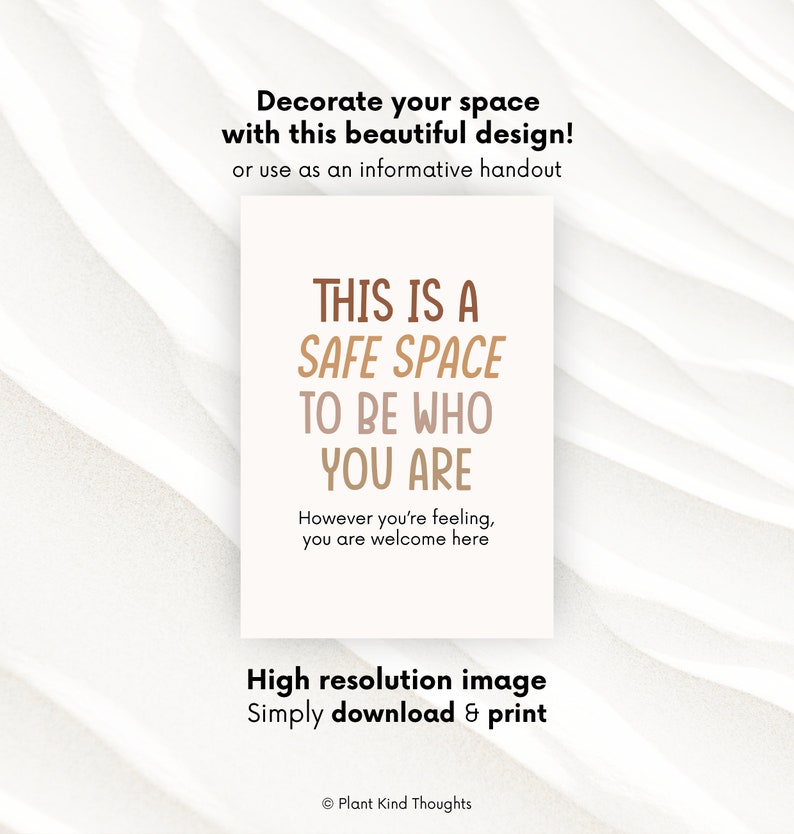 SAFE SPACE Mental Health Poster: Counseling Sign School | Etsy