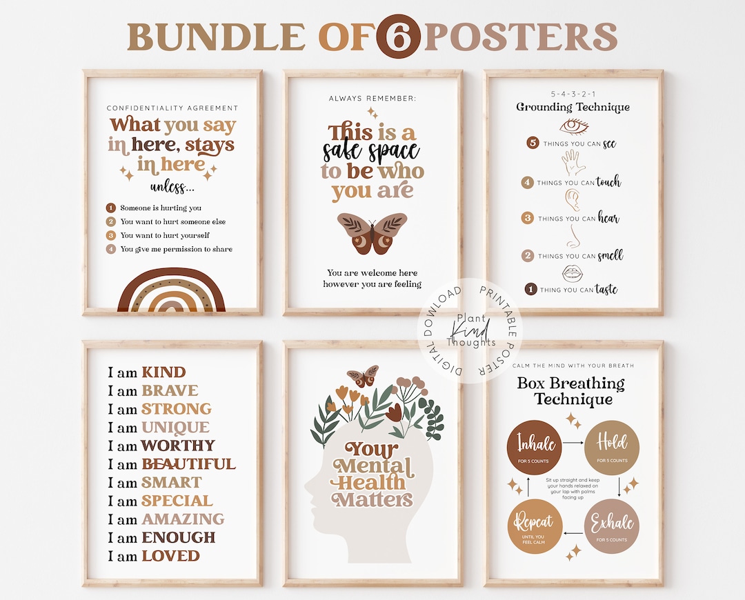 BOHO Posters Bundle Therapy Office Decor School Counselor Office Decor ...
