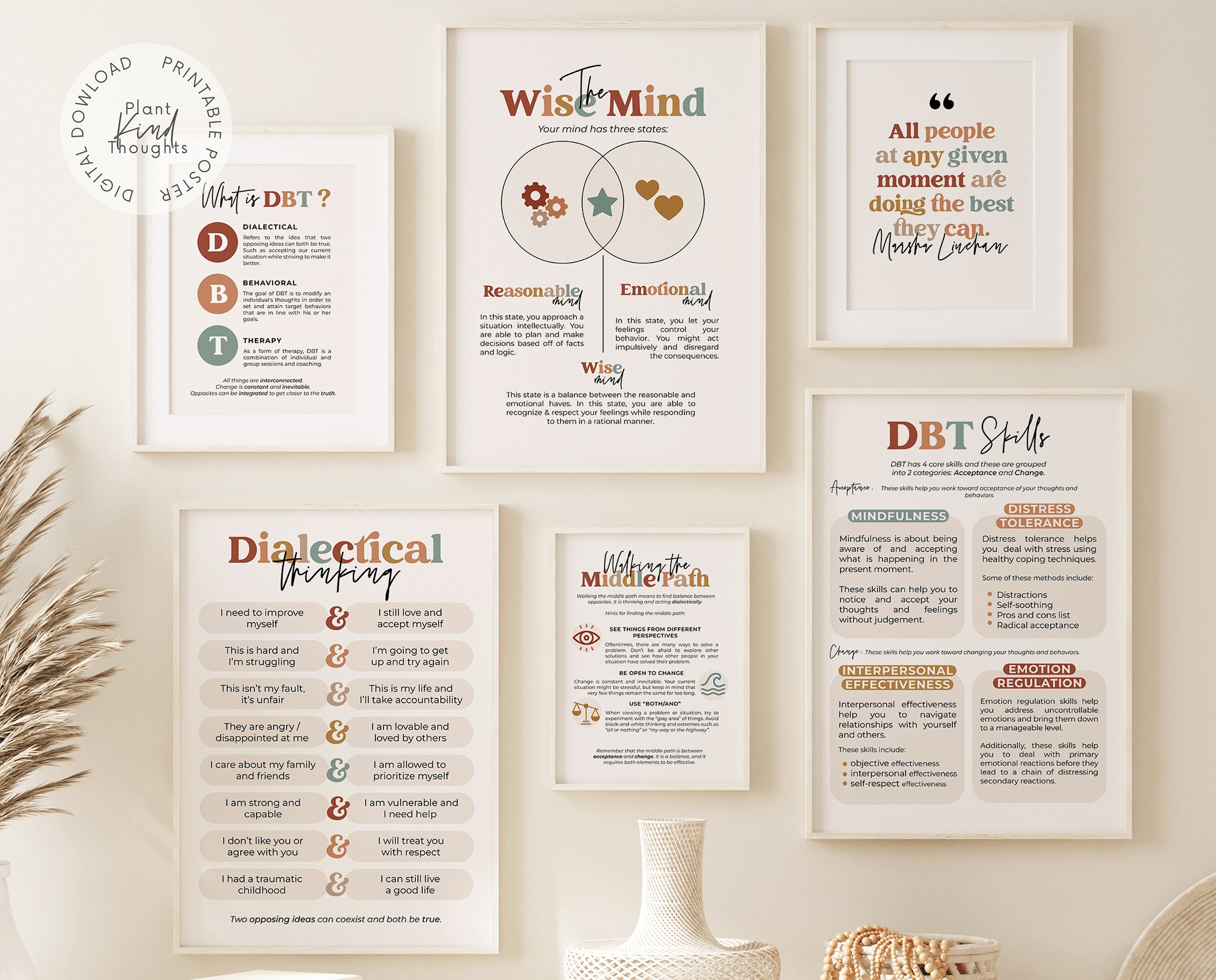 6 DBT POSTERS BUNDLE Dialectical Behavior Therapy Office Decor - Etsy