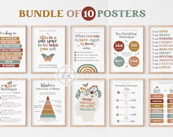 10 RAINBOW Counseling Posters Bundle School Counselor Office - Etsy