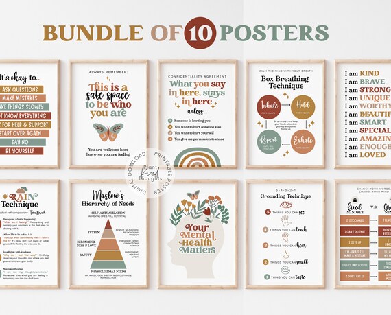 10 RAINBOW BOHO Counseling Posters Bundle School Counselor - Etsy