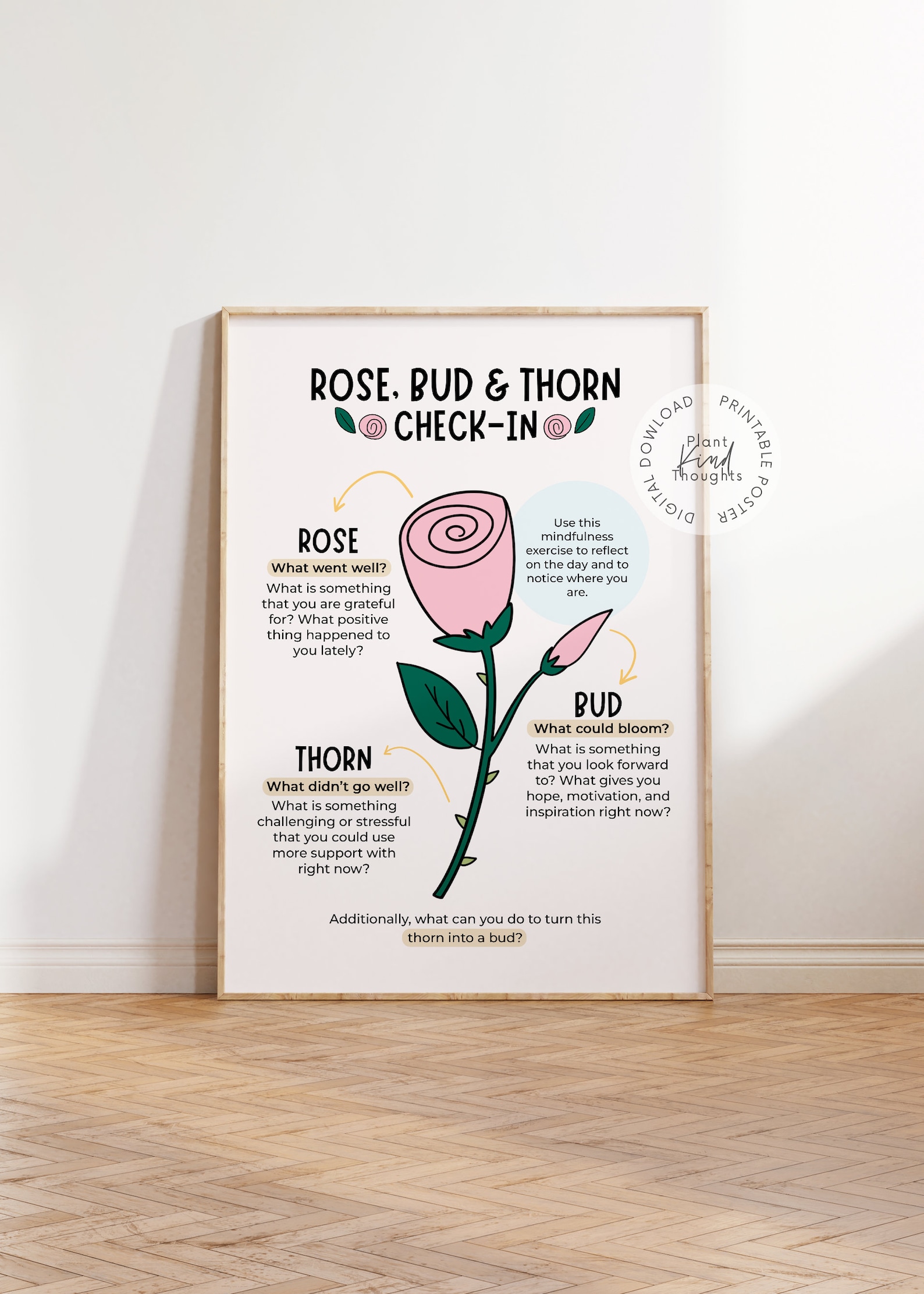 ROSE BUD and THORN Check-in Mental Health Poster: Mindfulness - Etsy