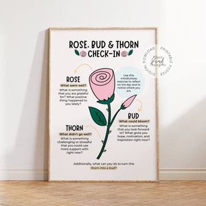 ROSE BUD and THORN Check-in Mental Health Poster: Mindfulness Poster ...