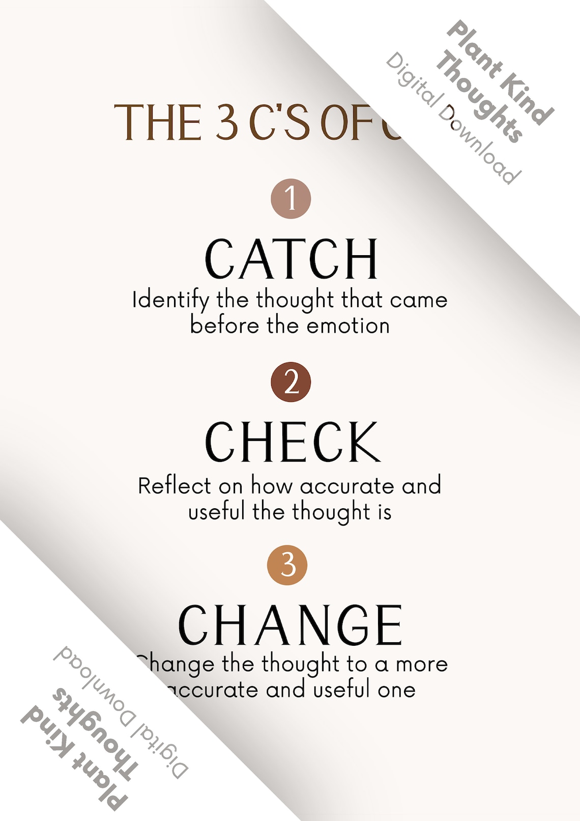 CBT 3 C's of Cognitive Behavioral Therapy Poster: - Etsy