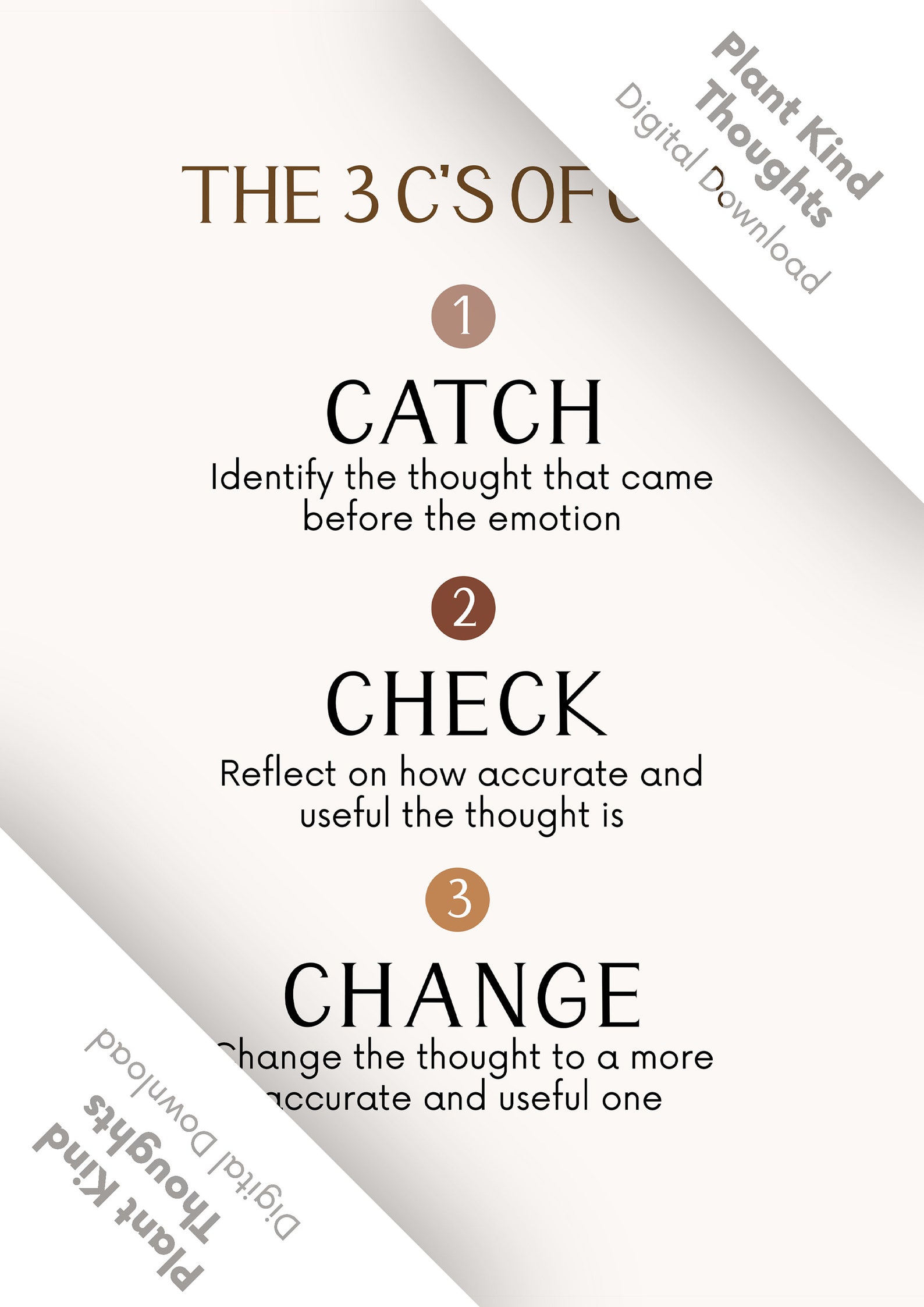 CBT 3 C's of Cognitive Behavioral Therapy Poster: - Etsy