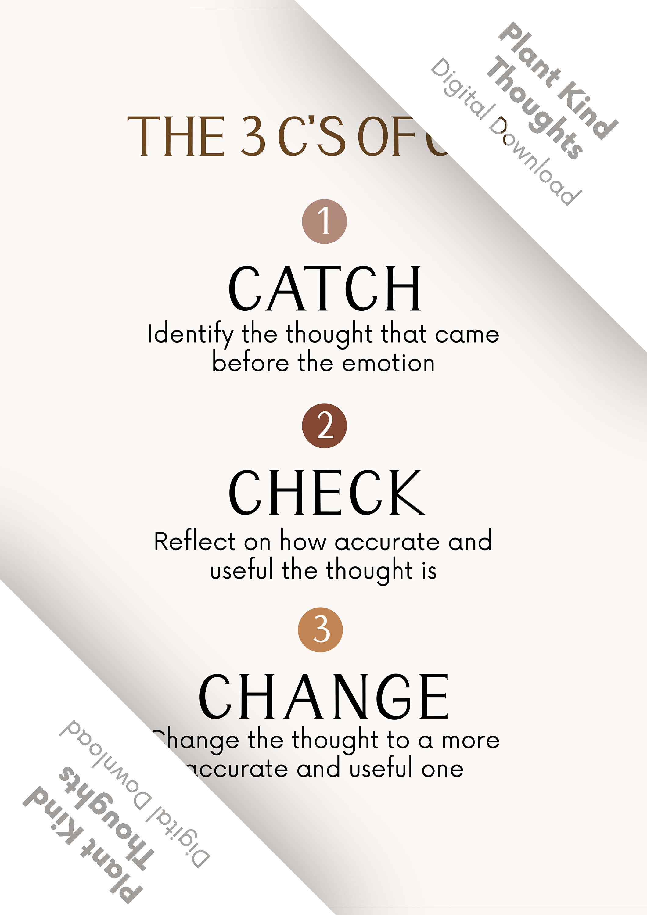 CBT 3 C's of Cognitive Behavioral Therapy Poster: - Etsy