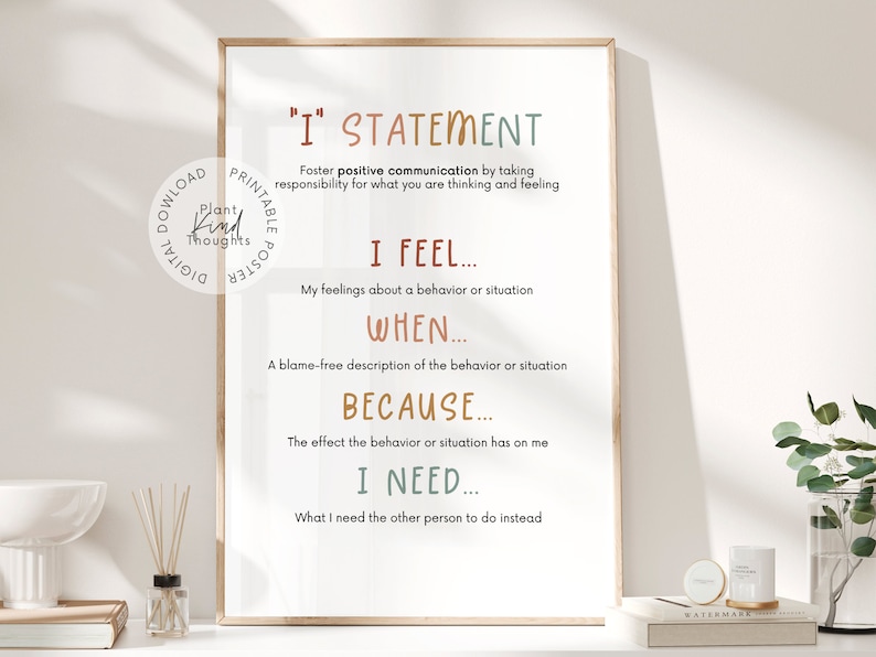 I STATEMENT Mental Health Poster: Therapy Office Decor School Counselor ...