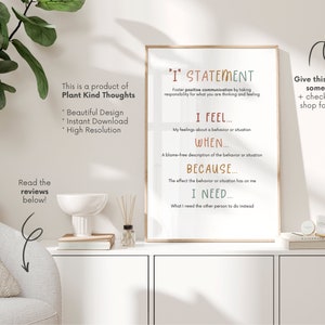 I STATEMENT Mental Health Poster: Therapy Office Decor School Counselor ...