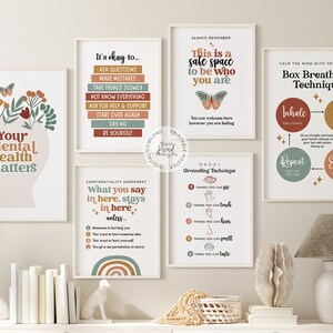 20 RAINBOW BOHO Counseling Posters Bundle School Counselor Office Decor ...