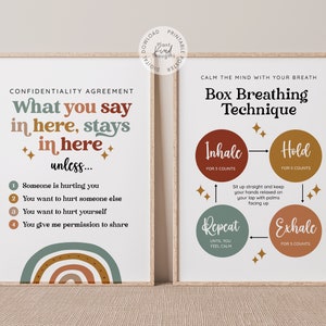 10 RAINBOW BOHO Counseling Posters Bundle School Counselor Office Decor ...