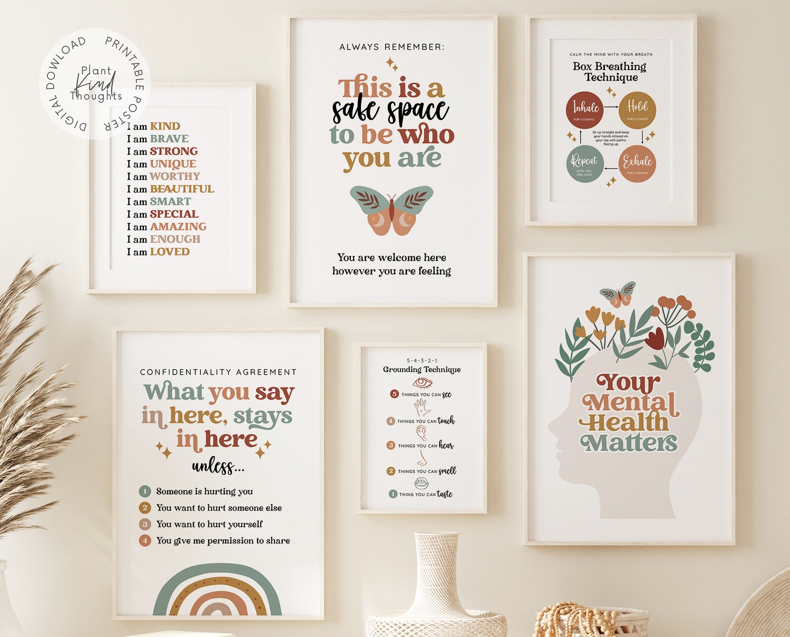 RAINBOW BOHO COUNSELING Posters Bundle School Counselor Office - Etsy